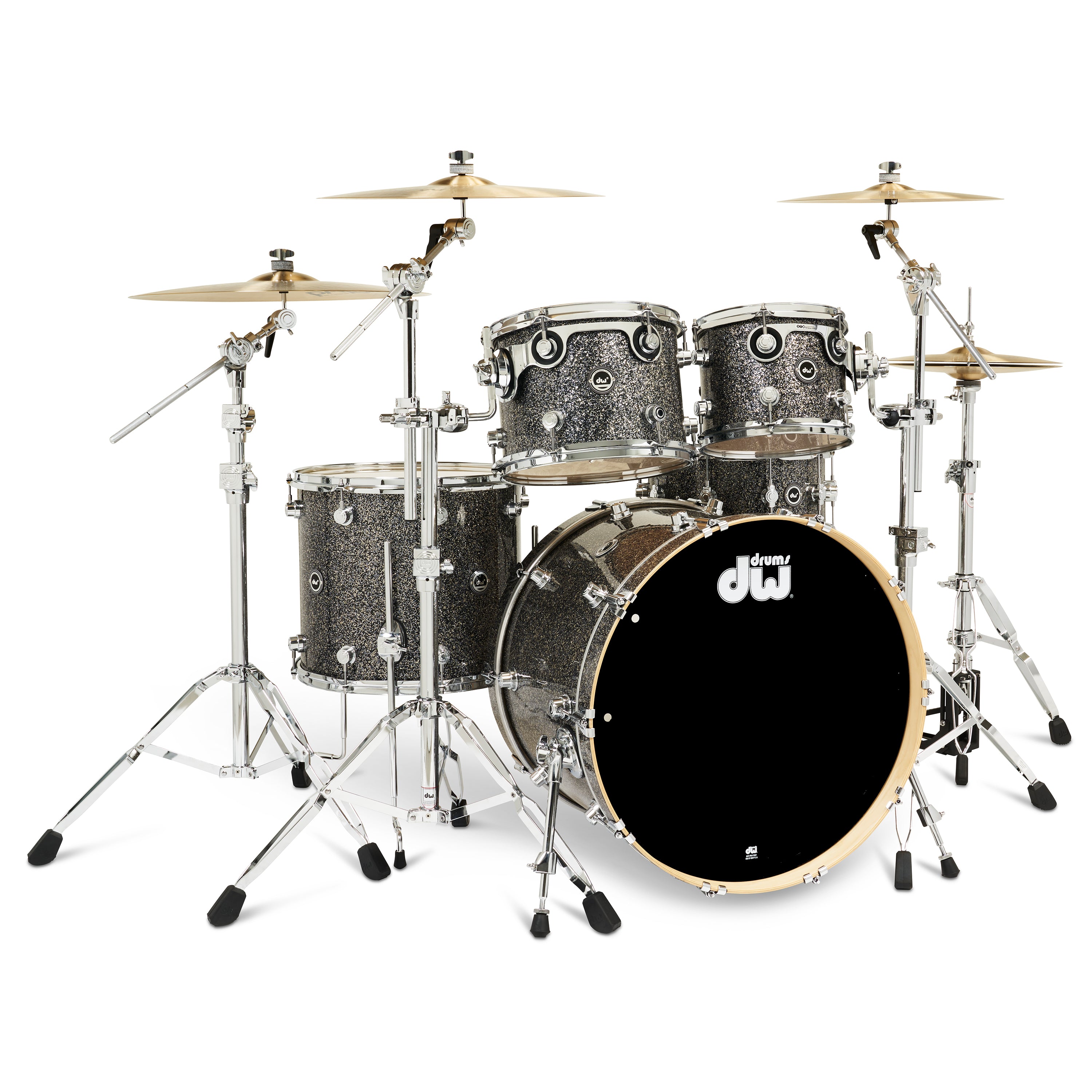 DW DWe 5-piece Shell Pack, Cymbal & Hardware Bundle Black Galaxy