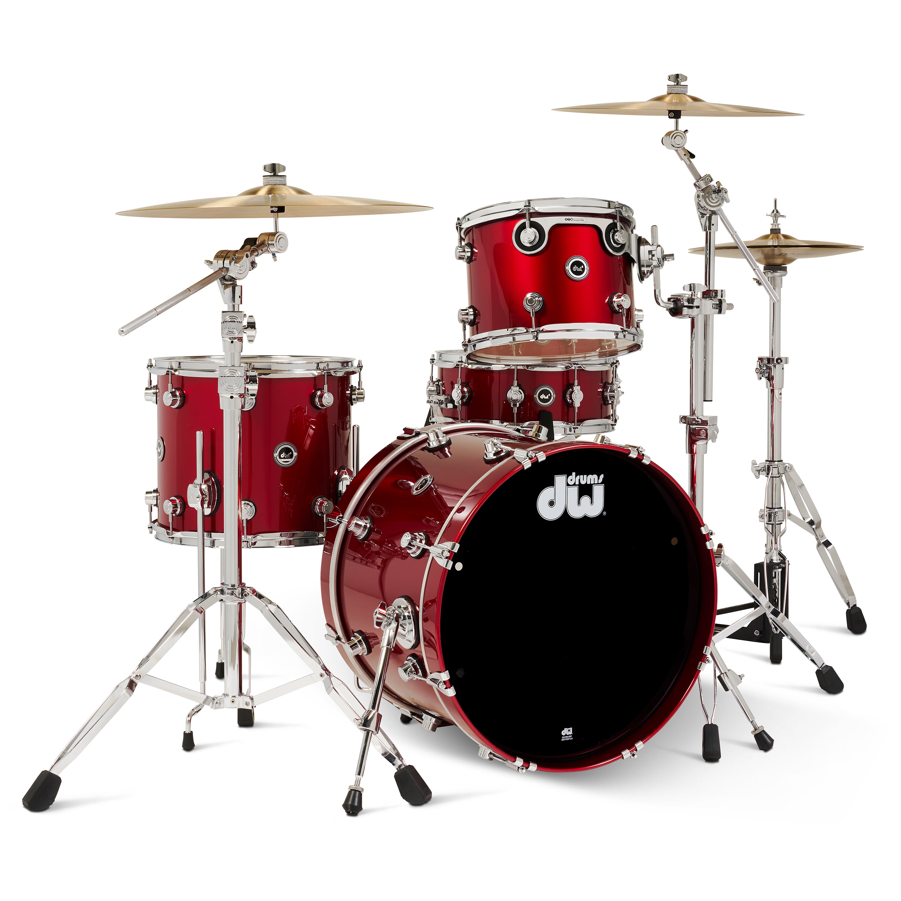 DW 4-piece Shell Pack, Cymbal & Hardware Bundle Black Cherry Metallic