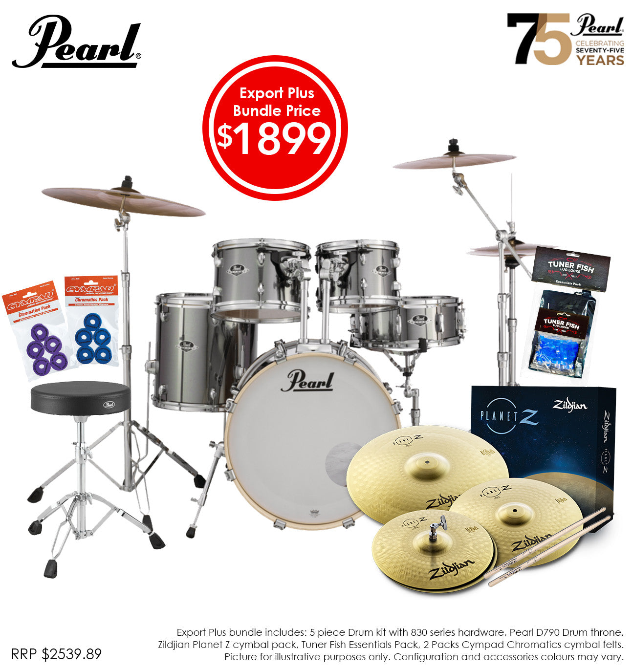 Pearl EXX Export Plus 20" Fusion Package – Smokey Chrome