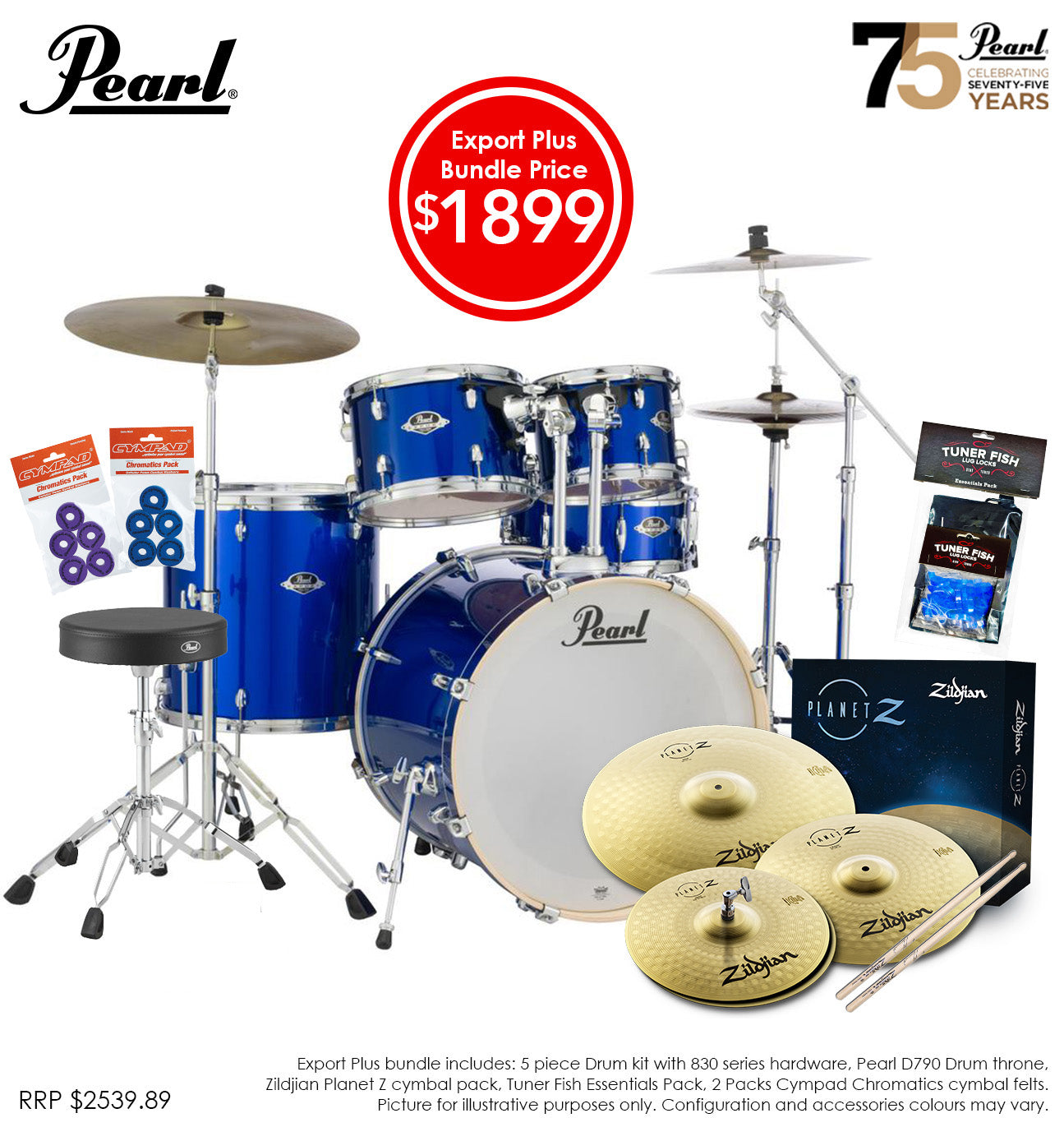 Pearl EXX Export Plus 22" Fusion Plus Kit Package – High Voltage Blue