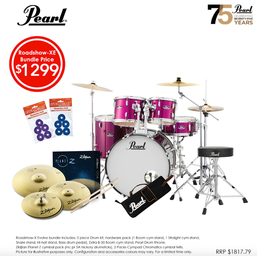 Pearl RS Roadshow-X 22" Fusion Plus Drum Kit Package – Pink Metallic