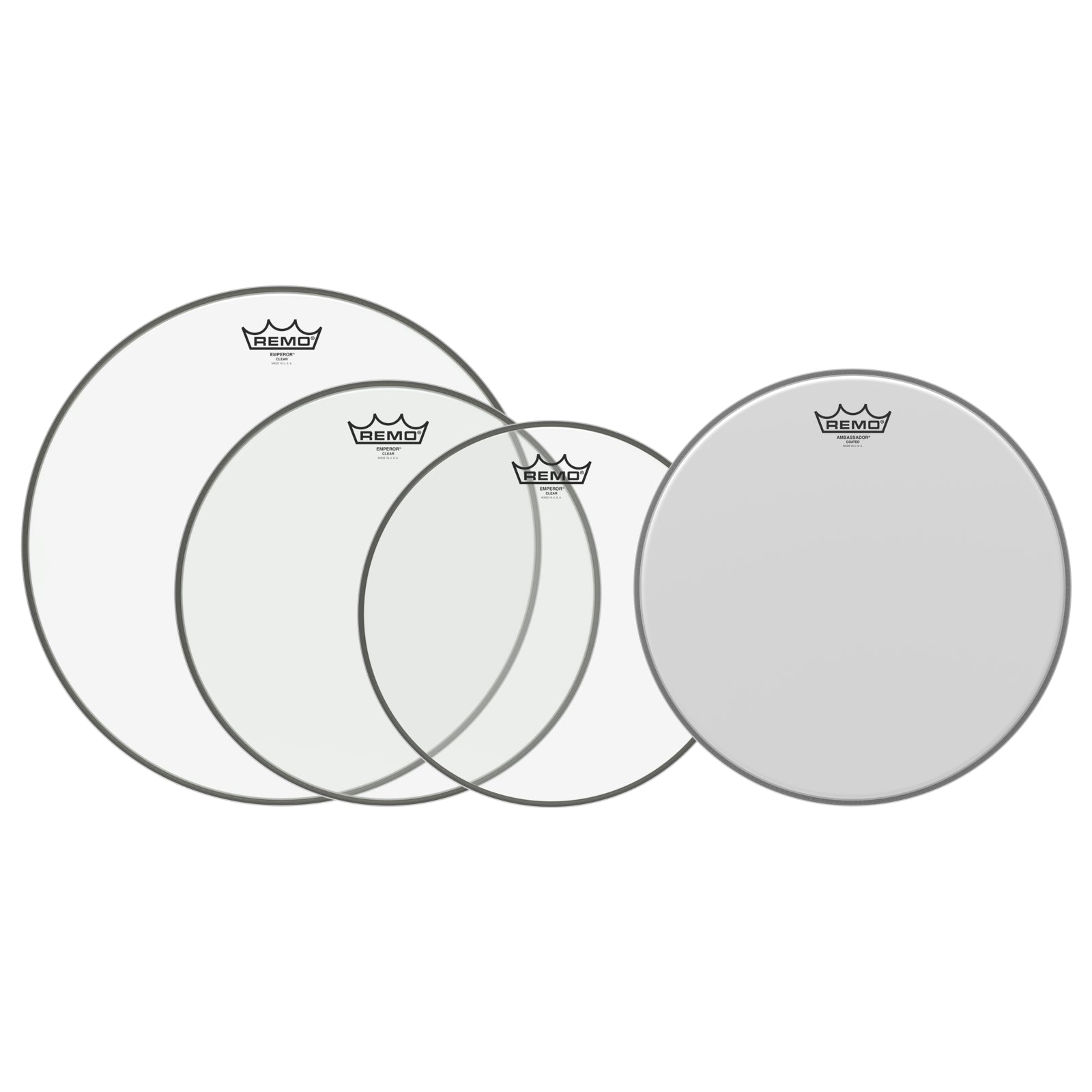 Remo PP-0250-BE Clear Emperor Rock Pro Pack 12", 13", 16" w/ FREE 14"