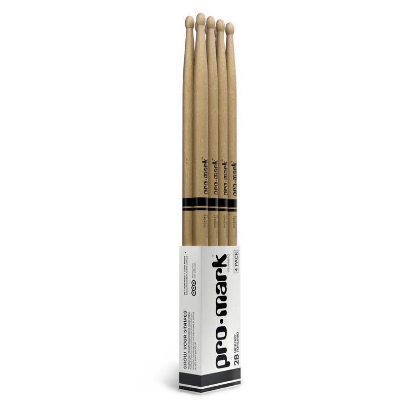 ProMark Classic Forward 2B Hickory Drumstick, Oval Wood Tip (4-Pack)